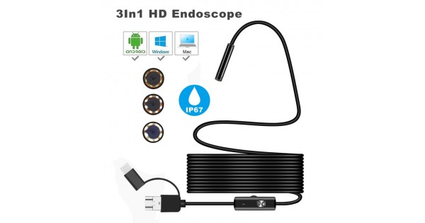 3in1 Endoscope 8mm 7mm 5.5mm USB Android Camera HD Inspection OTG IP67 ...